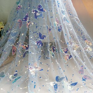 Butterfly Fabric, Soft Tulle Butterflies Embroidered Lace Fabric ...