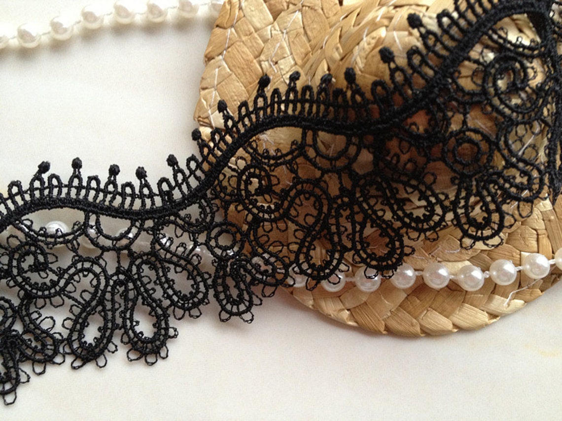 Venise Lace Trim Black Lace Trim Exquisite Lace Trim Black - Etsy