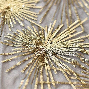 Chic Fireworks Design Lace Sequins Embroidered Mesh Fabric for Wedding ...