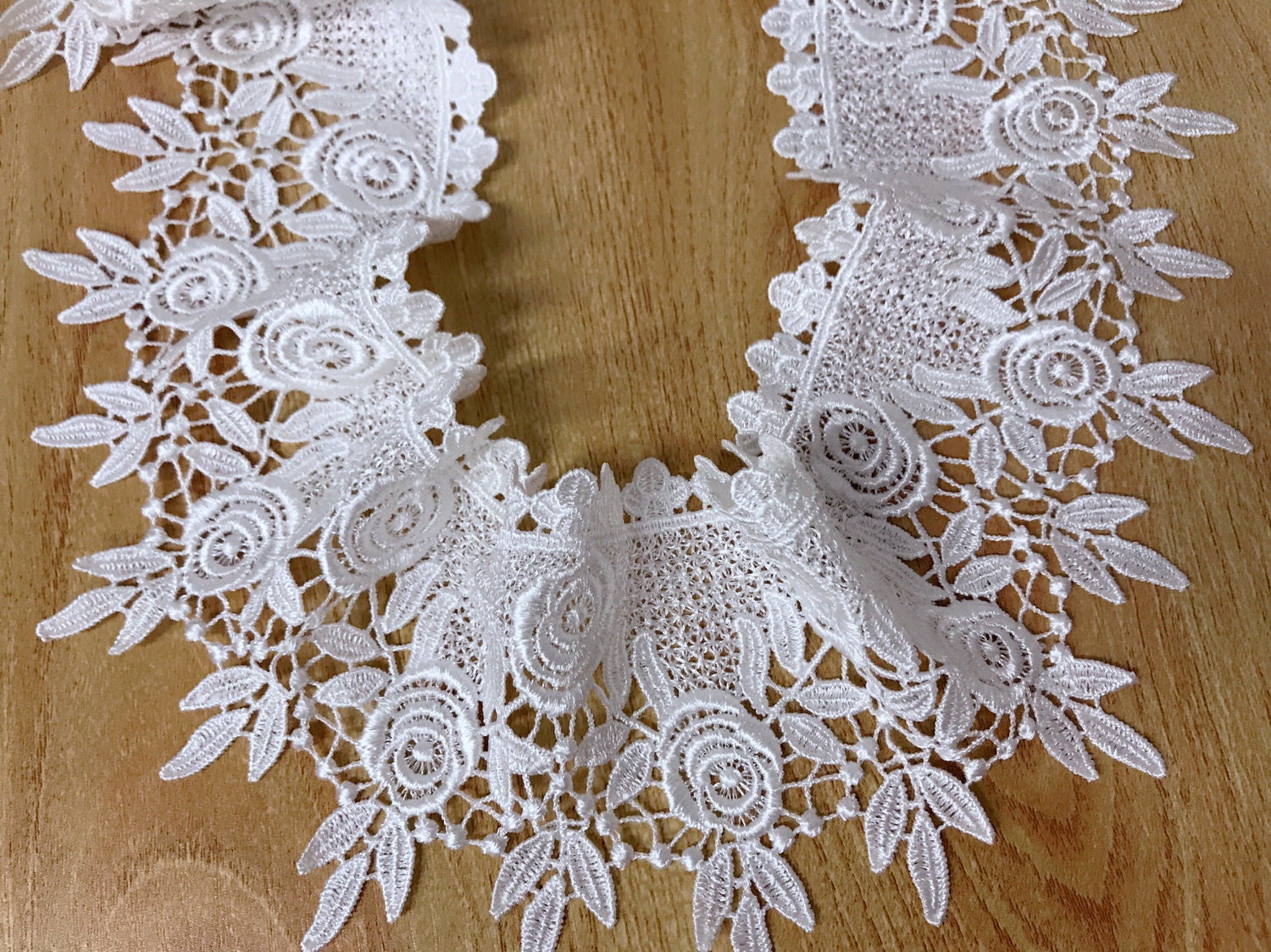 Venice Lace White Leaf Flower Trim Lace Trim for Collar | Etsy