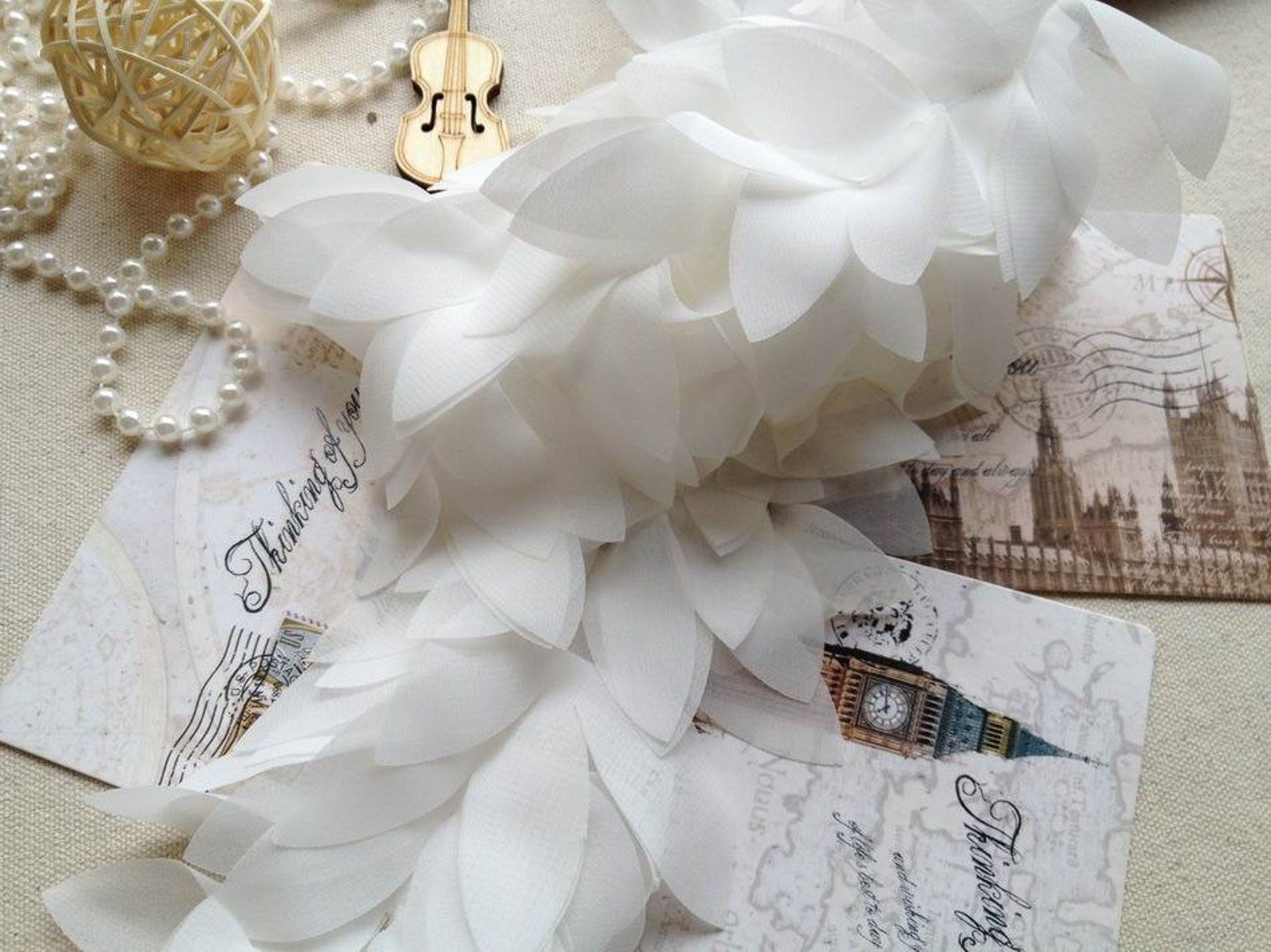 Chiffon Lace Trim White 3D Leaves Chiffon Lace Bridal Straps - Etsy