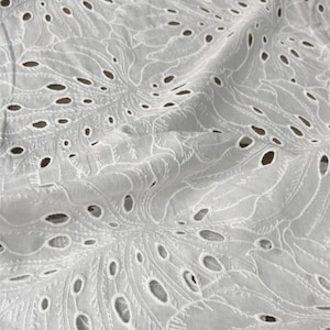 Cotton Eyelet Fabric off White Leaves Pattern 51" Wide Cotton Fabric ...