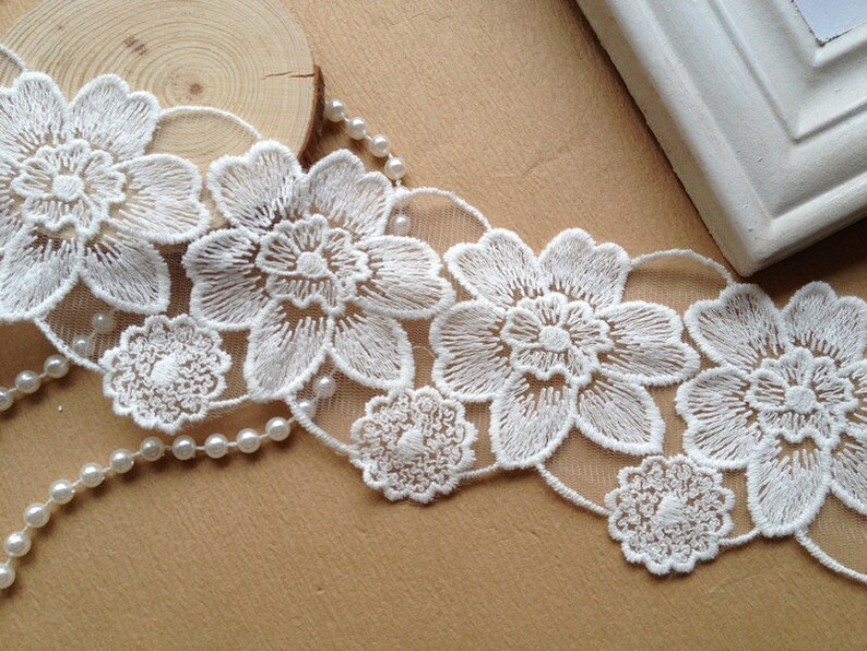 White Venice Lace Embroidery Floral Lace Trim for Bridal - Etsy