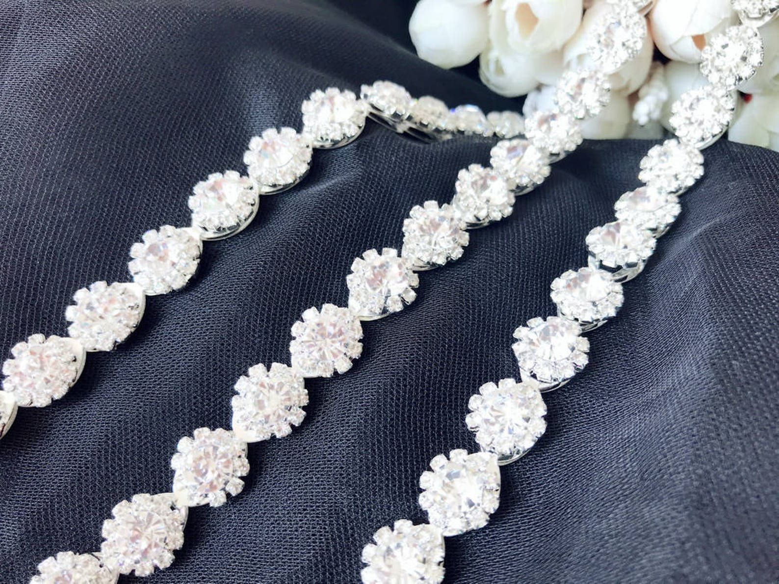 Wedding Rhinestone Trim Rhinestone Chain Trim Bridesmaid | Etsy