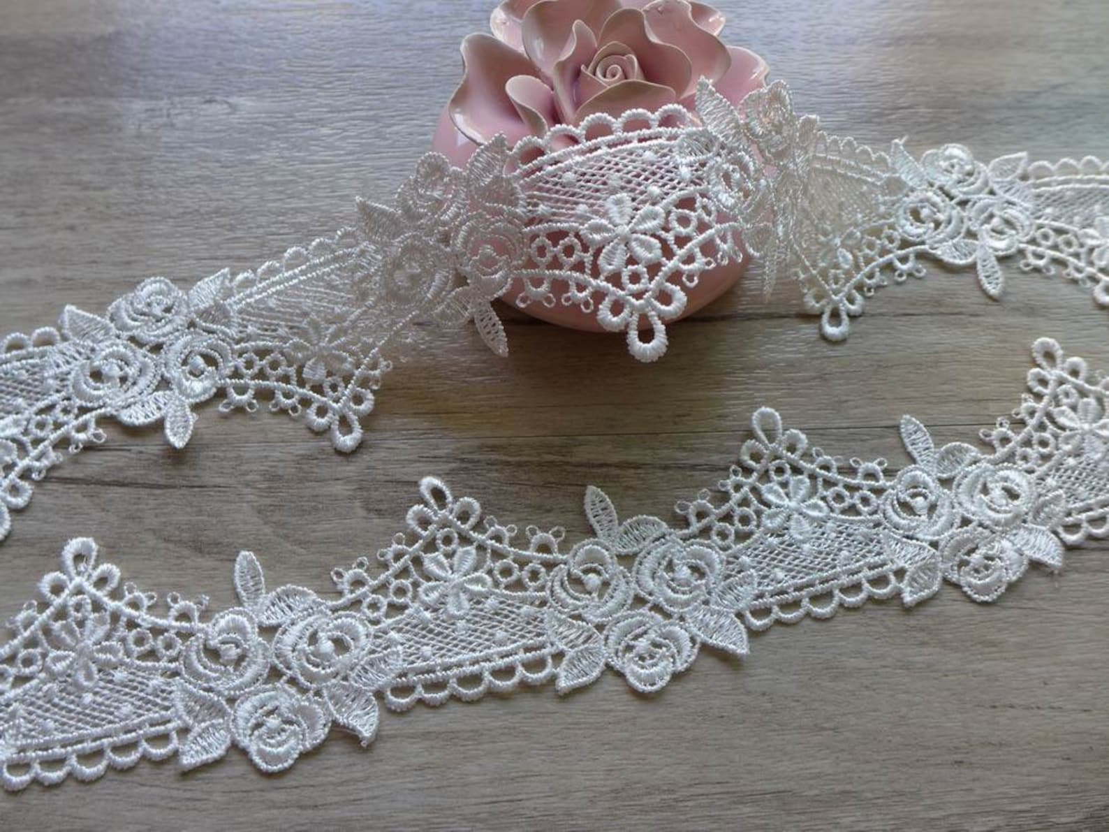 White Victorian Lace Trim Fancy Roses Flower Lace Bridal - Etsy