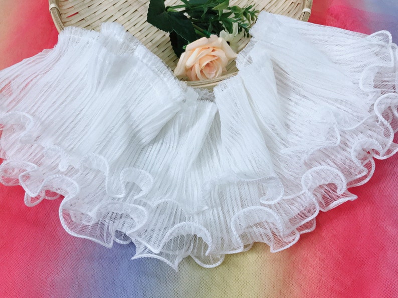 Multi-layered Ruffled Trim Off white Stretch Ruffled Lace | Etsy