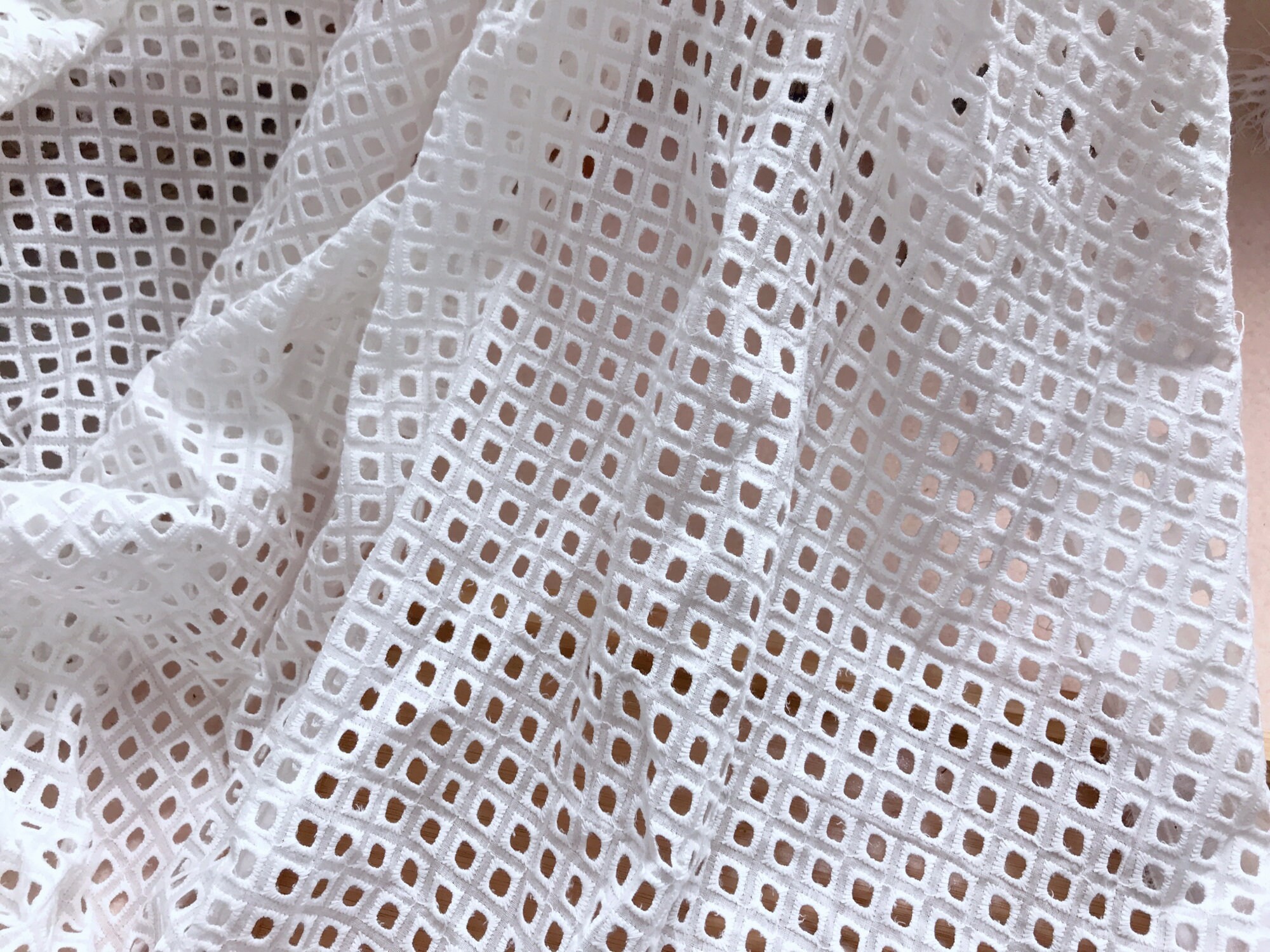 Cotton Fabric, off White Eyelet Cotton Fabric, Classic Eyelet Fabric ...