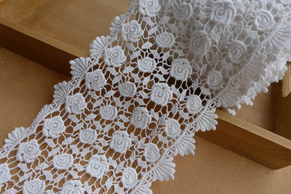 White Cotton Lace Retro Crochet Lace Trim Roses Trim Scalloped | Etsy