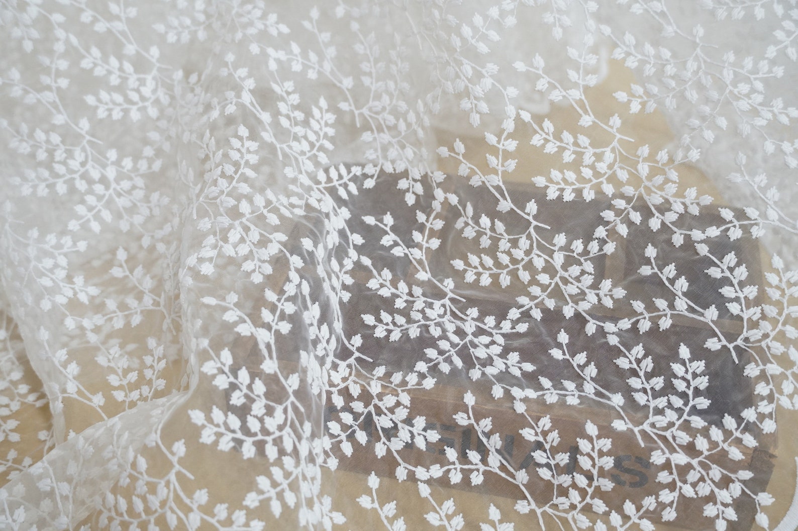Off White Venice Floral Leaves Embroidery Mesh Netting Fabric | Etsy