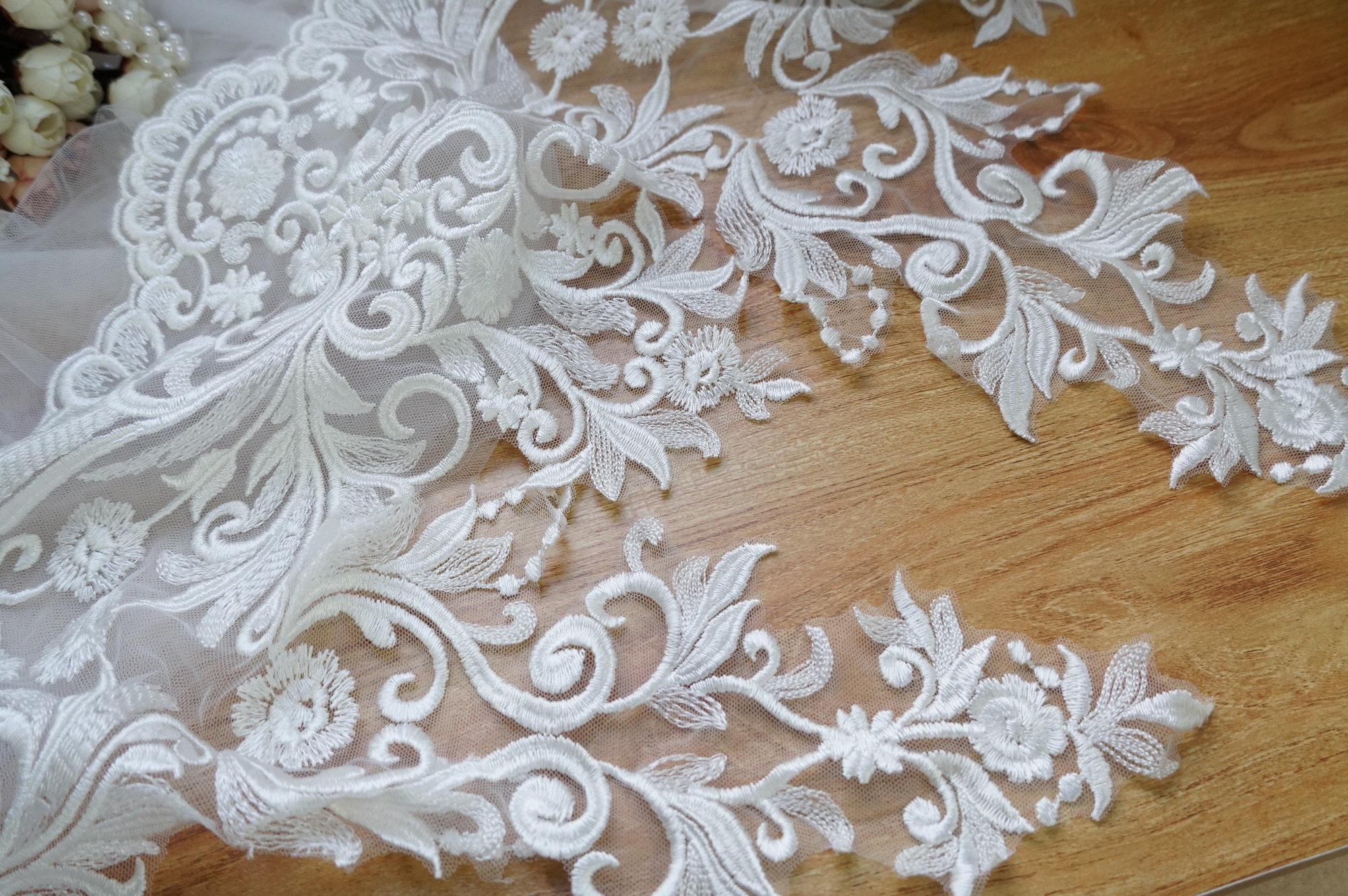 Baroque Style Lace Ivory Embroidered Lace Trim for Wedding | Etsy