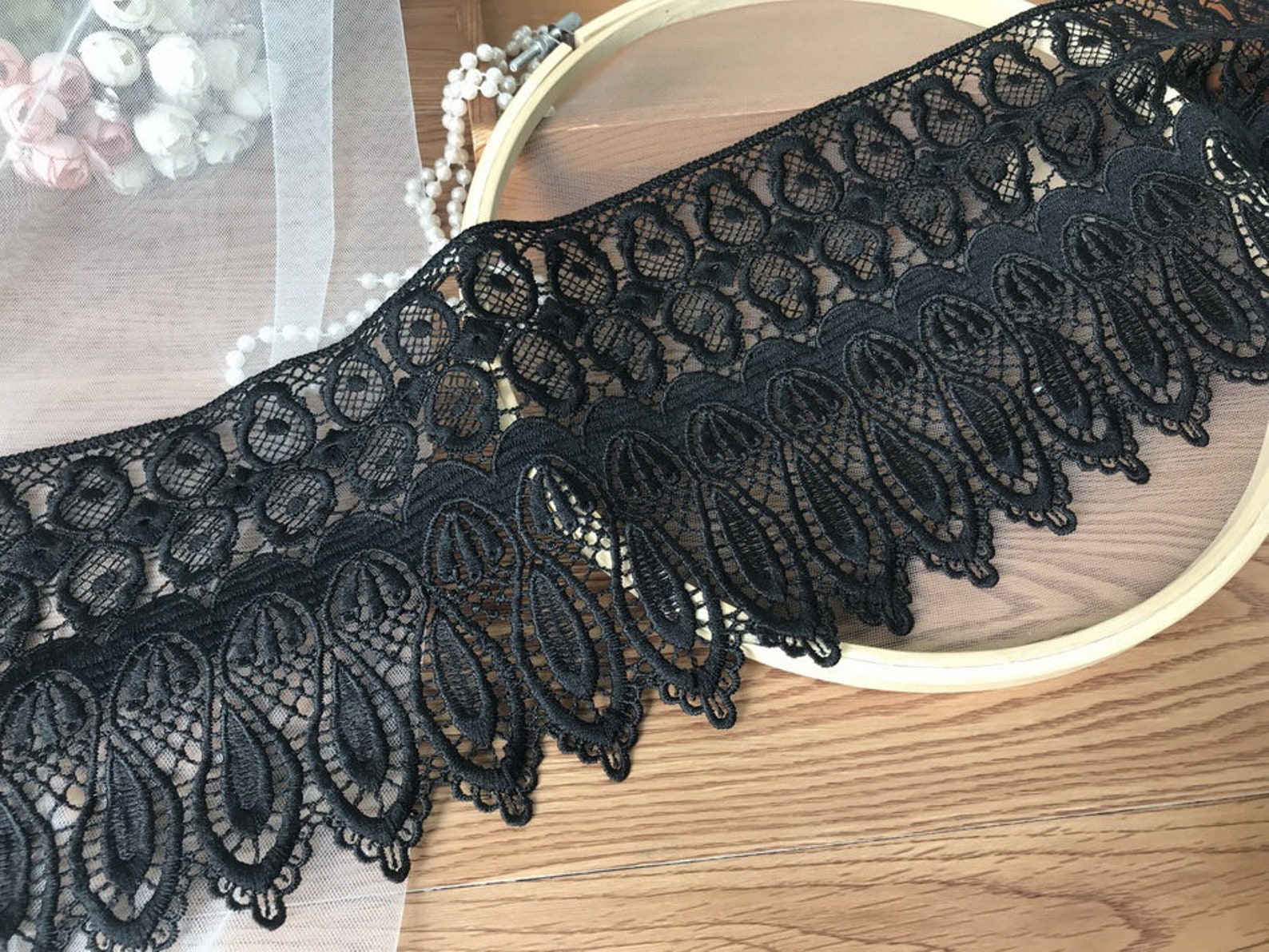 Black Venice Lace Teardrop Lace Trim 5.6 Inches Wide Black - Etsy