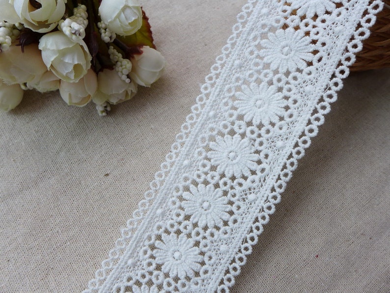 Cotton Lace Trim off White Circle Lace Flower Trim 2 Wide - Etsy