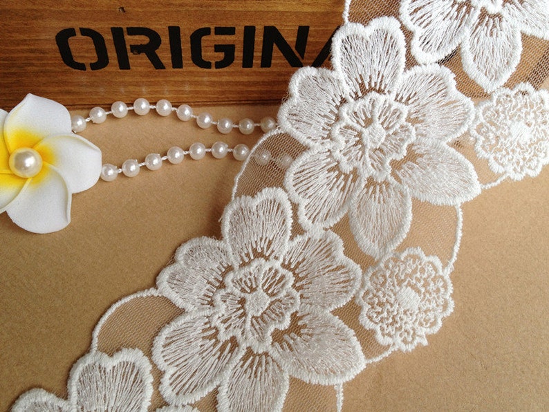 White Venice Lace Embroidery Floral Lace Trim for Bridal - Etsy