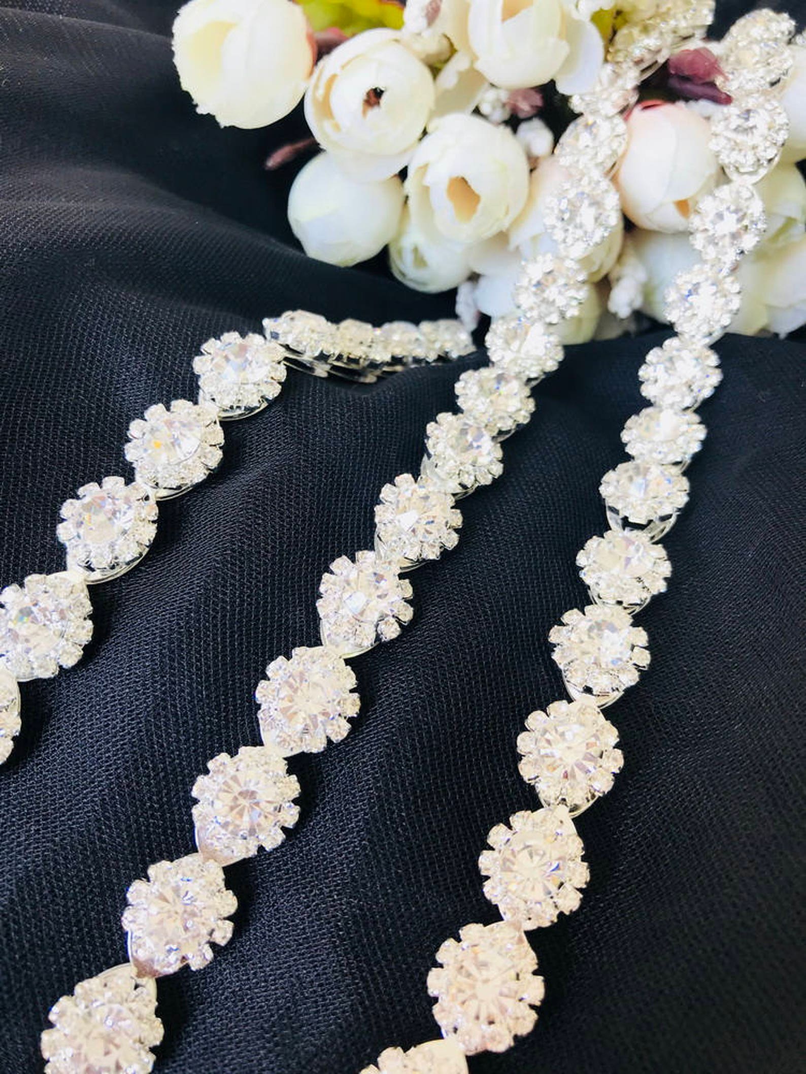 Wedding Rhinestone Trim Rhinestone Chain Trim Bridesmaid | Etsy