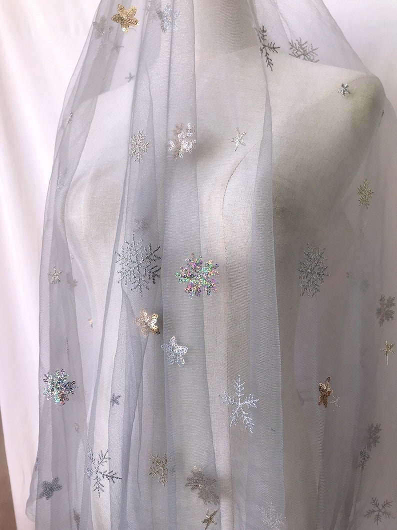 Beautiful Snowflake Lace Fabric Sequins Fabric Soft Sheer | Etsy