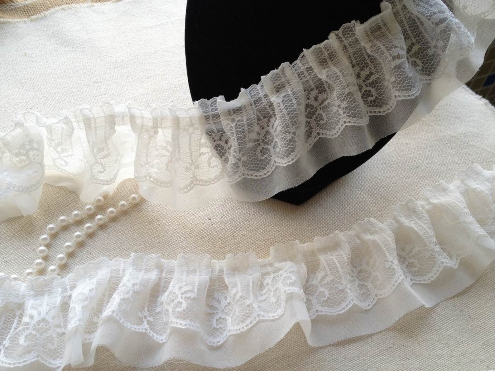2 Yards White Ruffled Lace Trim Chiffon Lace Fabric Folded | Etsy