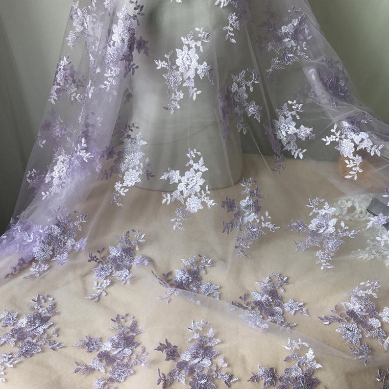Bridal Floral Fabric Lavender Lace Fabric for Bridesmaid Gown - Etsy UK