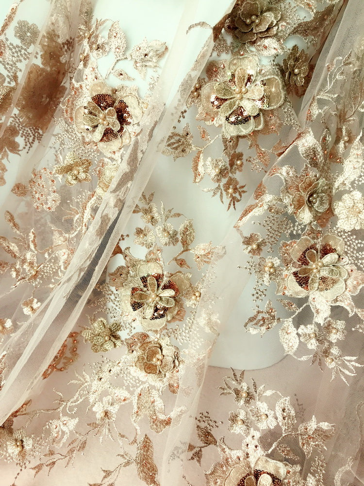 Champagne Gold Lace Applique Design Fabric Chic Gold Flower | Etsy