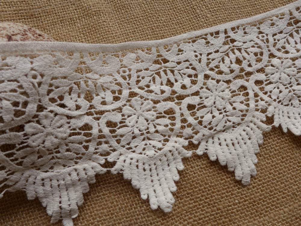 Off White Cotton Lace Trims Retro Scalloped Lace Fabric Trim | Etsy