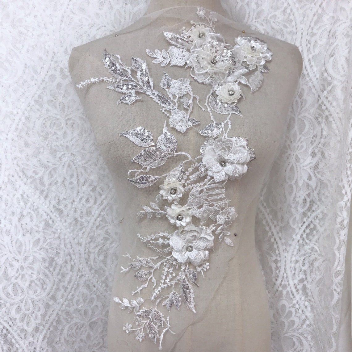 Gorgeous Sequins Rhinestone Embellishments 3D flower Applique | Etsy