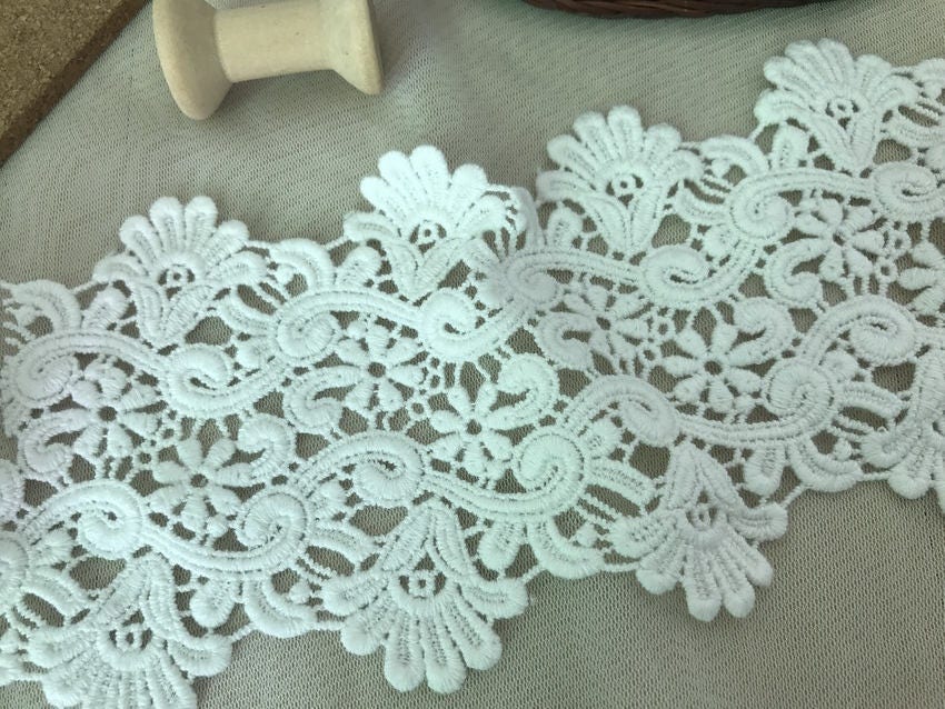 Cotton Lace Hollowed Scalloped Lace Trim in off White for Doll Dress ...