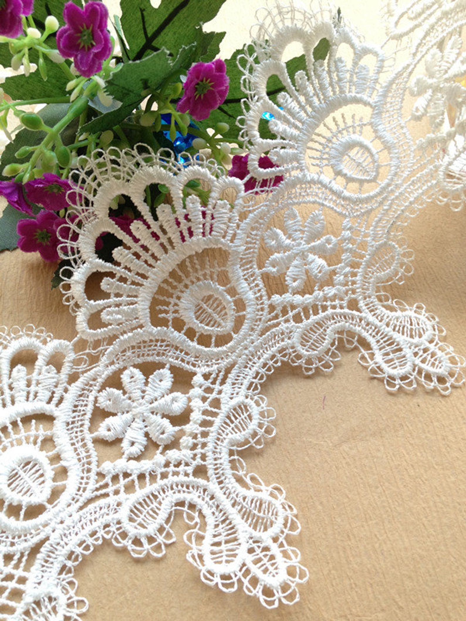 1 Yard White Embroidery Lace Trim for Dress Making Wedding | Etsy