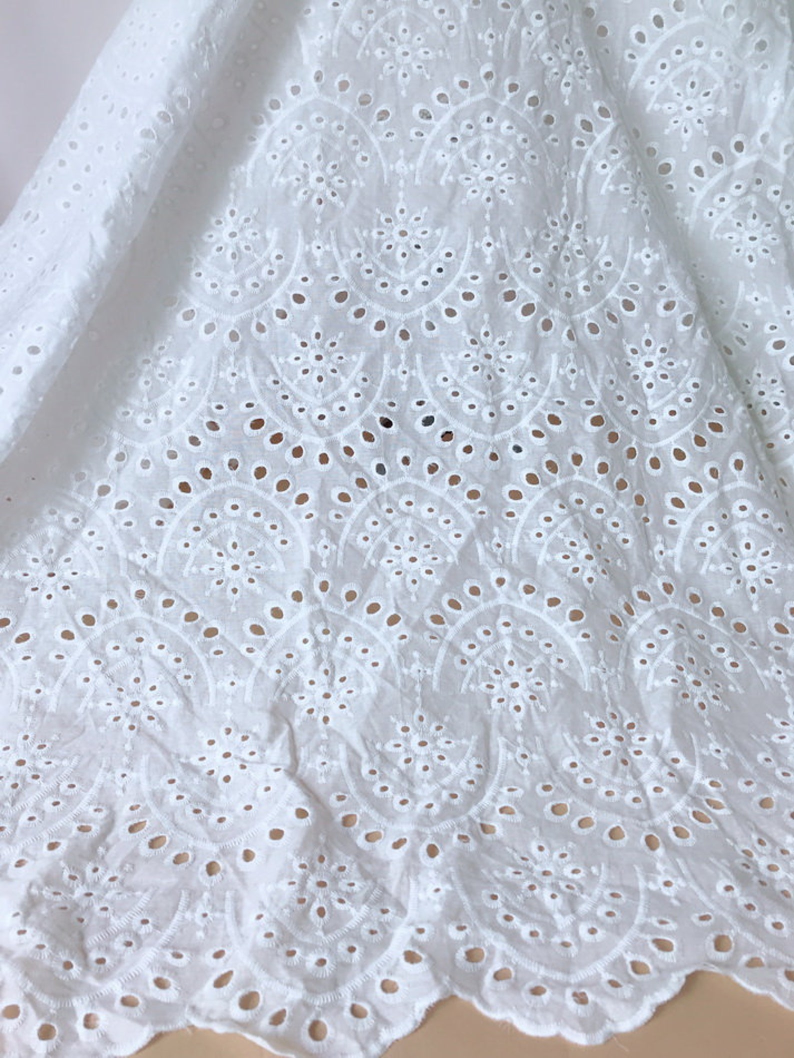 Eyelet Fabric by the Yard 100% Cotton Lace Fabric off White - Etsy