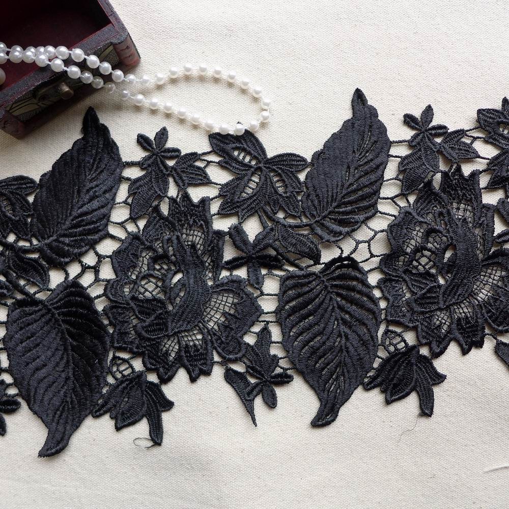 ONE Yard Black Venise Lace Trim With Rose and Leaf Embroidered - Etsy
