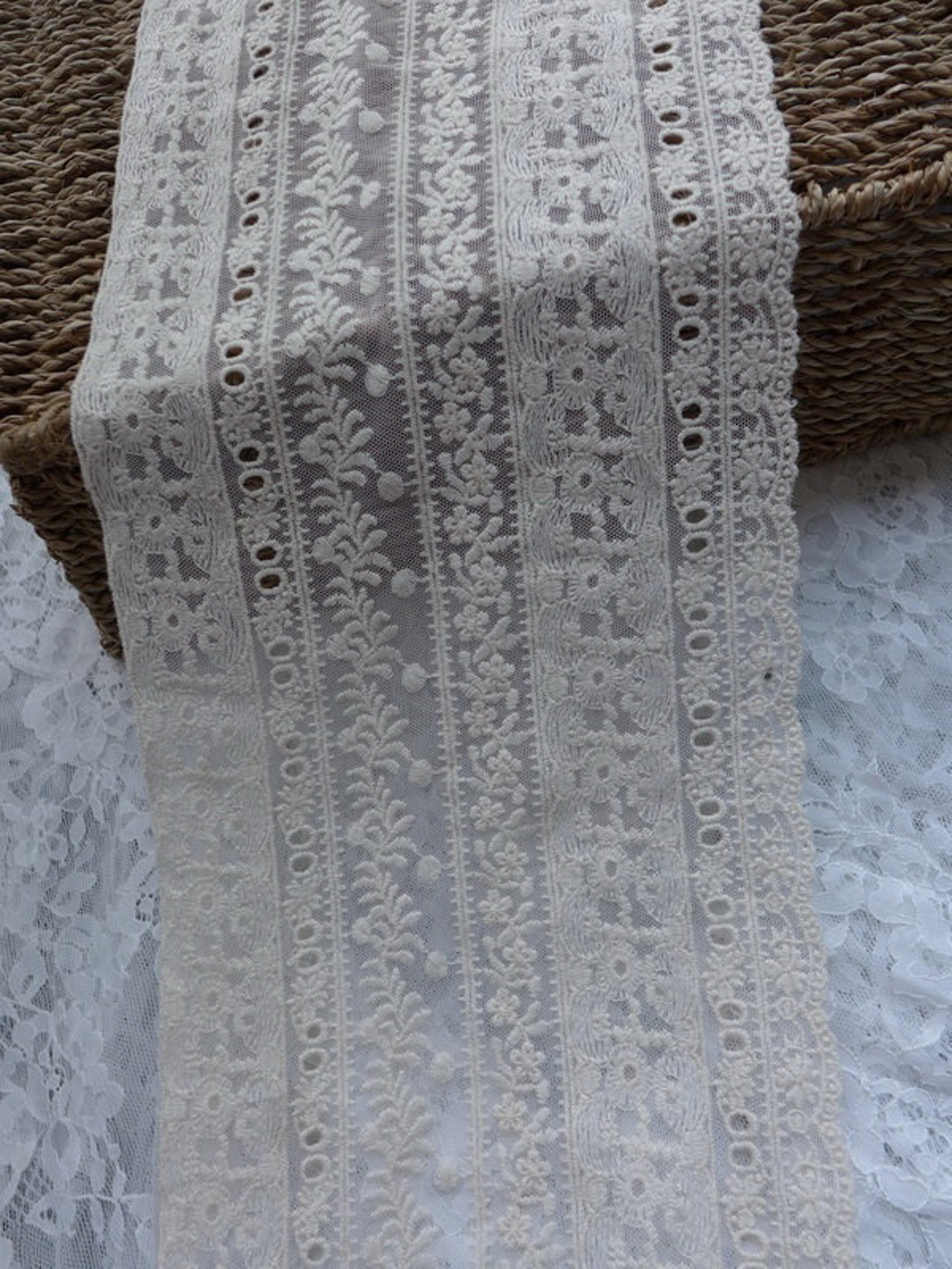 Cotton Lace Fabric Trim Antique Lace Trim in Beige Vintage - Etsy