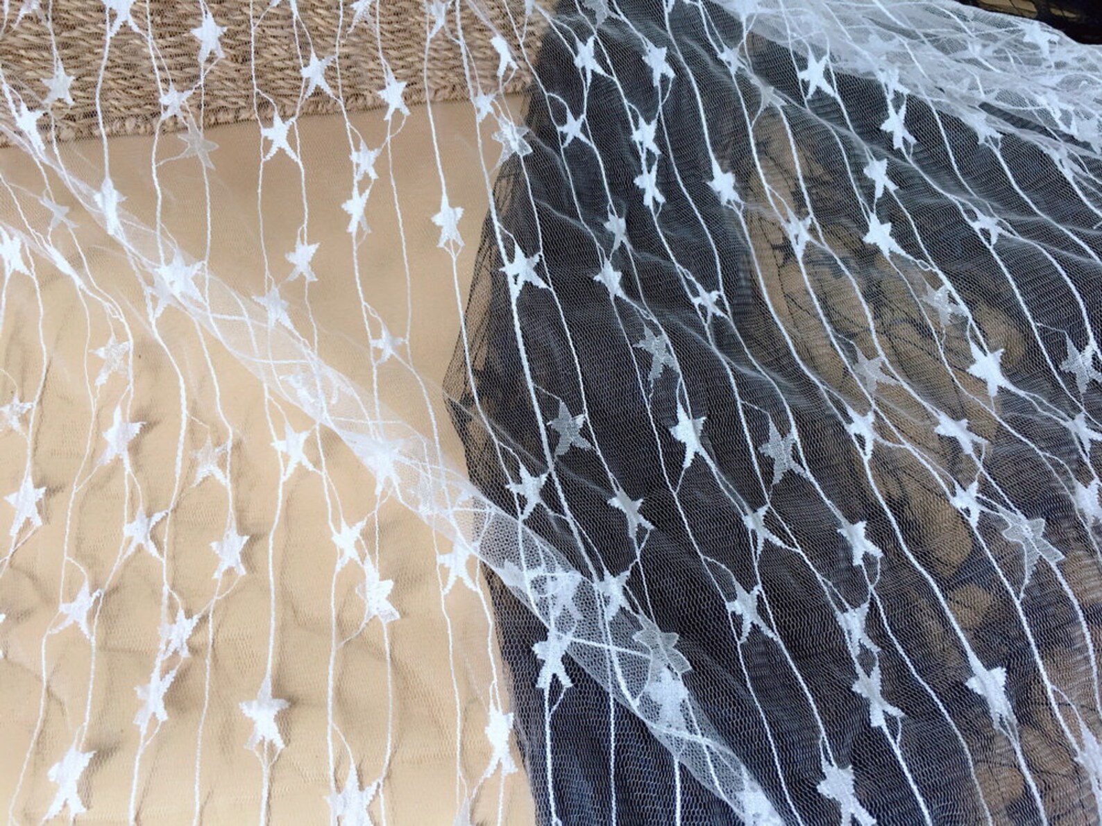 Soft Tulle Mesh Fabric With Stars Design for Wedding Gown | Etsy