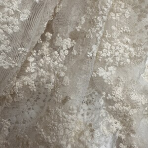 Off White Lace Fabric by the Yard, Cotton Flower Fabric, Bridal Dress ...