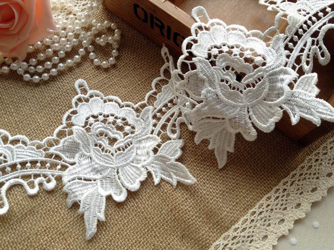 White Venice Rose Lace Trim Wedding Dress Lace Trim Bridal - Etsy