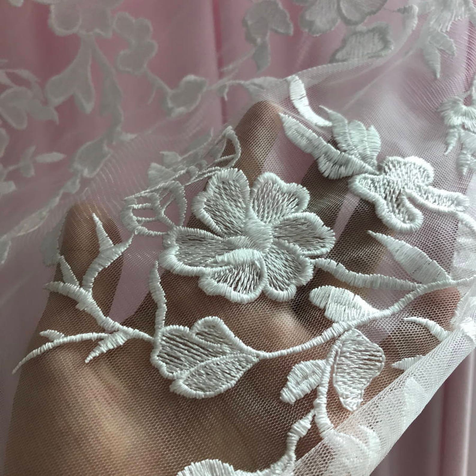 Ivory Floral Fabric Gorgeous Embroidery Blossom Wedding Dress | Etsy