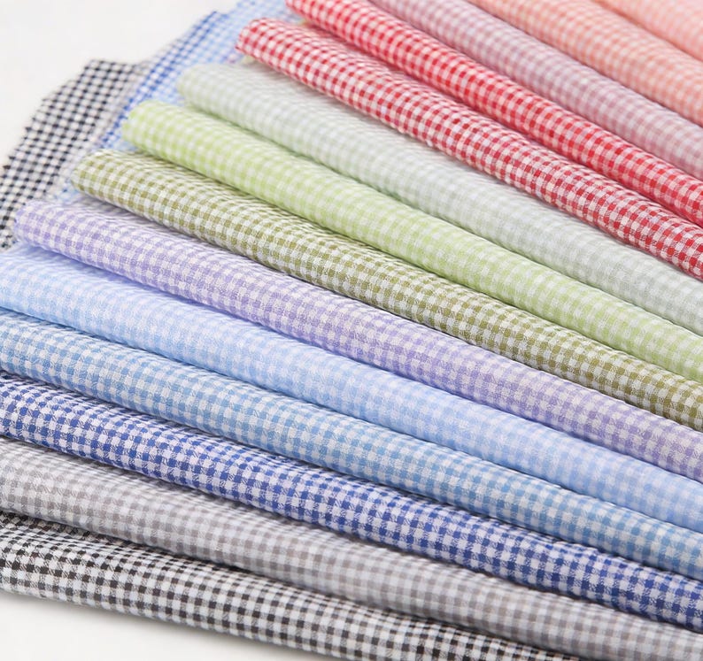 17 Colors-soft Check Fabric, Mini Plaid Gingham Polyester-cotton Blend ...