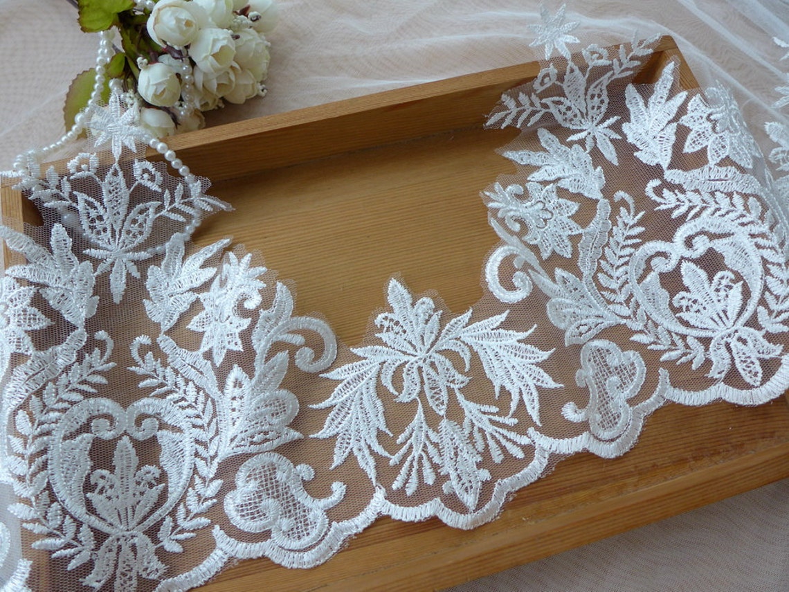 Retro Embroidered Lace in off White for Wedding Dresses | Etsy