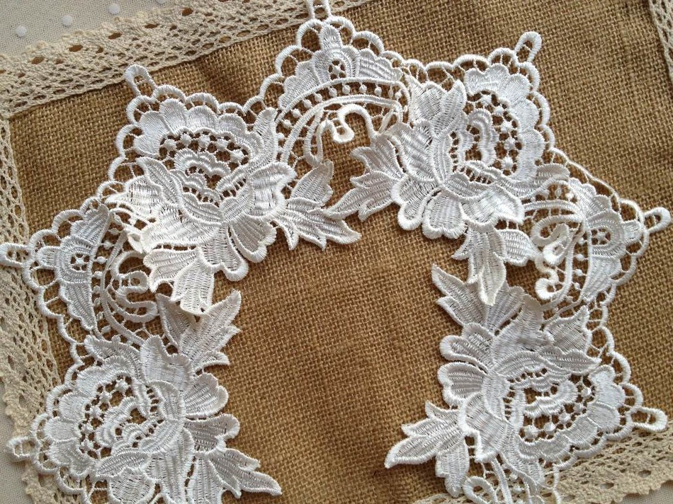 White Venice Rose Lace Trim Wedding Dress Lace Trim Bridal Lace 2 Yards ...