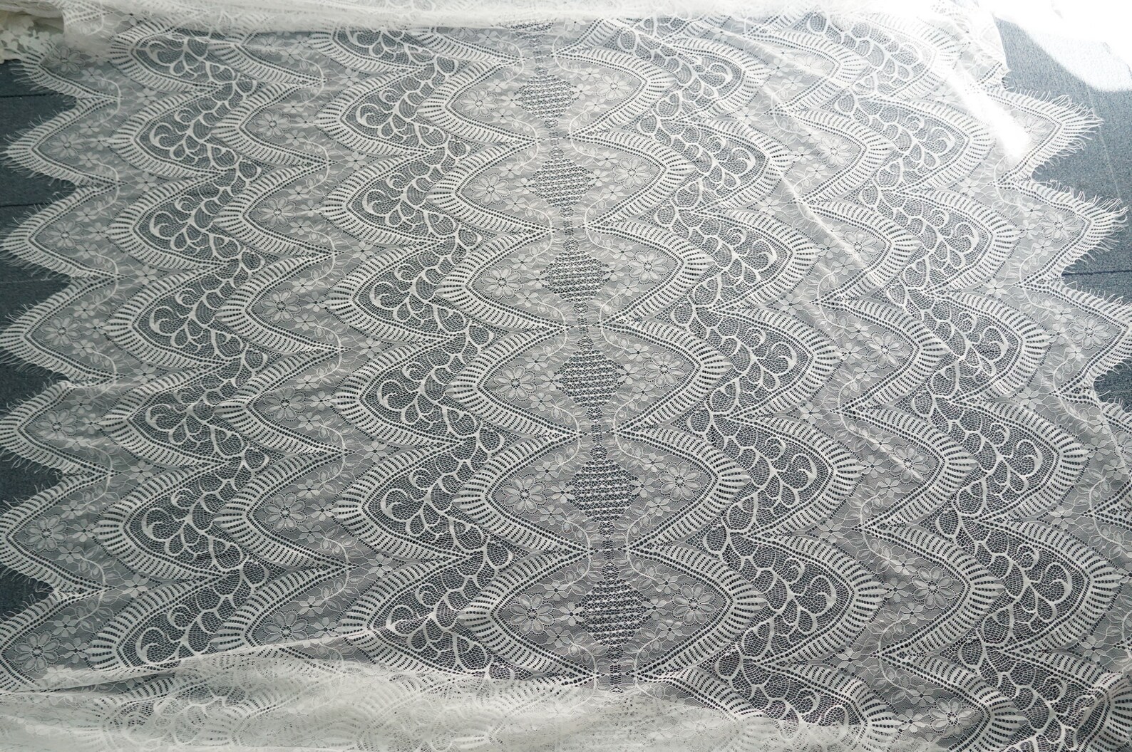 Retro Chantilly Lace Soft Scallop Fabric Black / off White | Etsy