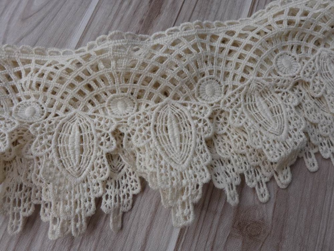 Retro Lace Trim Chic Cotton Feather Lace Cream Lace Trim | Etsy