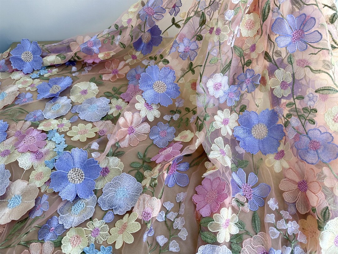 Gorgeous Flower Applique Fabric, Colorful 3D Flowers Lace With Soft ...
