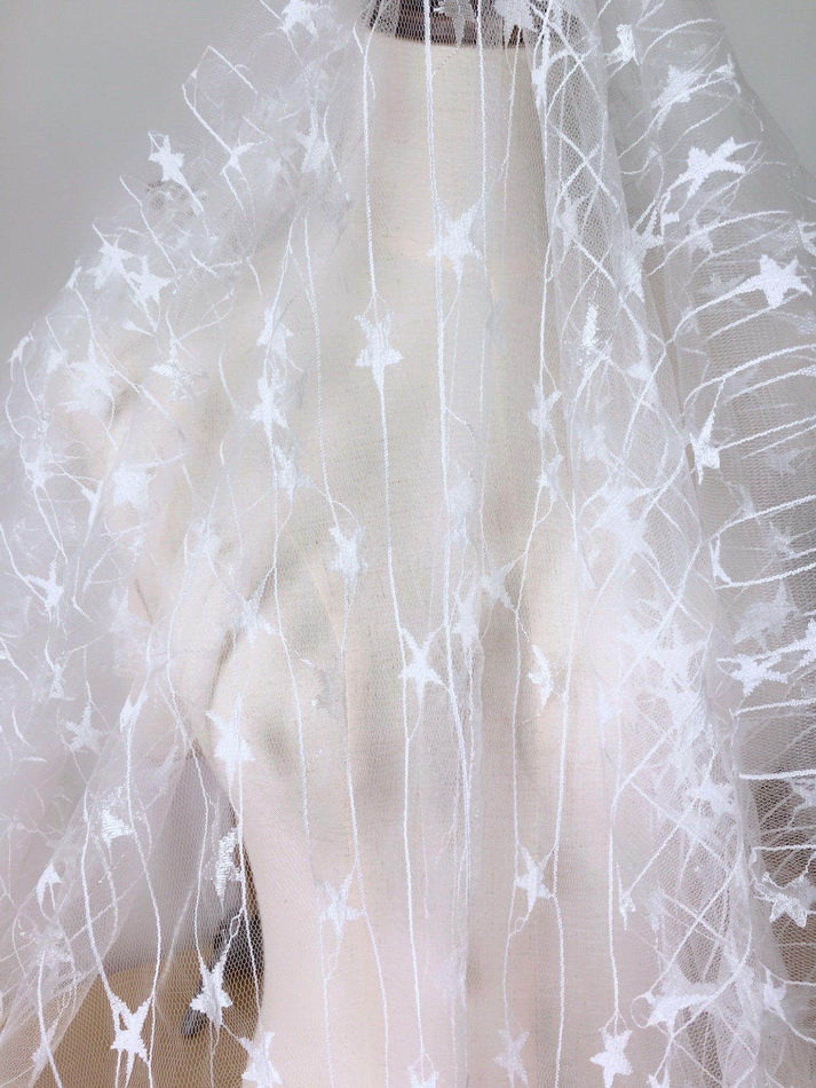 Soft Tulle Mesh Fabric With Stars Design for Wedding Gown | Etsy