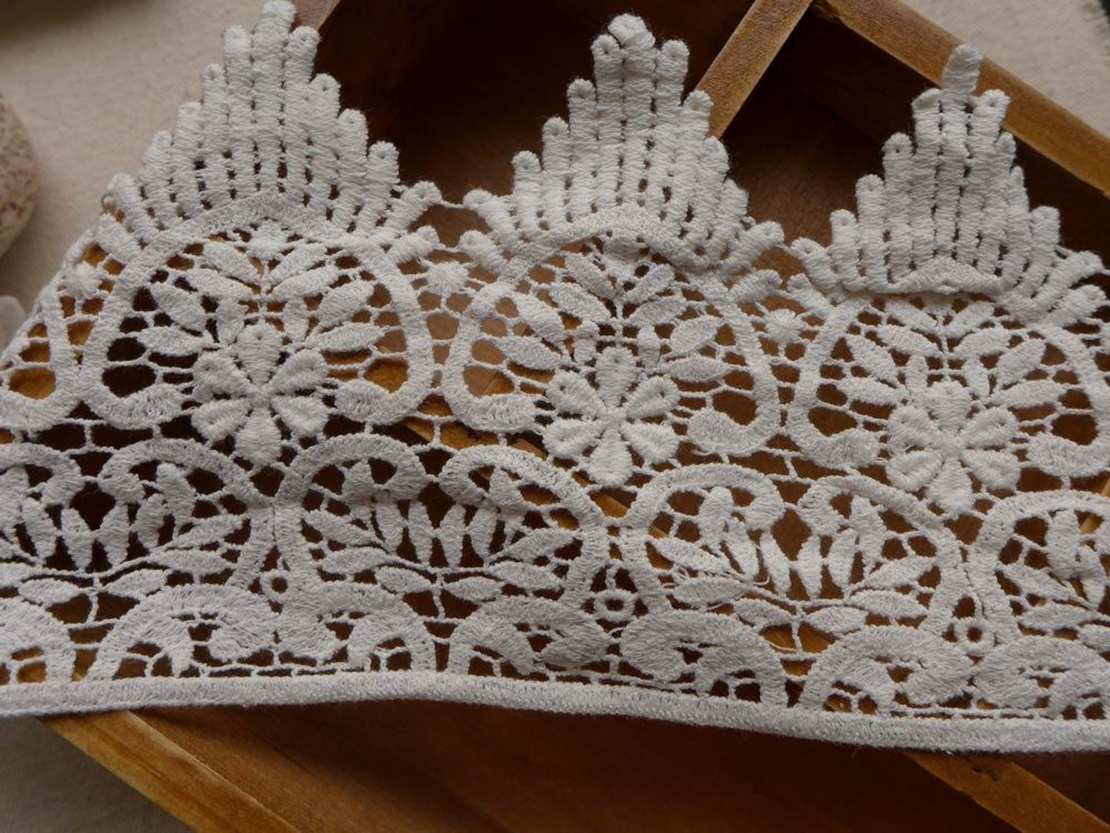 Off White Cotton Lace Trims Retro Scalloped Lace Fabric Trim | Etsy