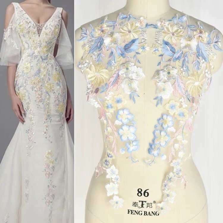 Lace Applique Wedding Applique Colorized Flower Bridal | Etsy