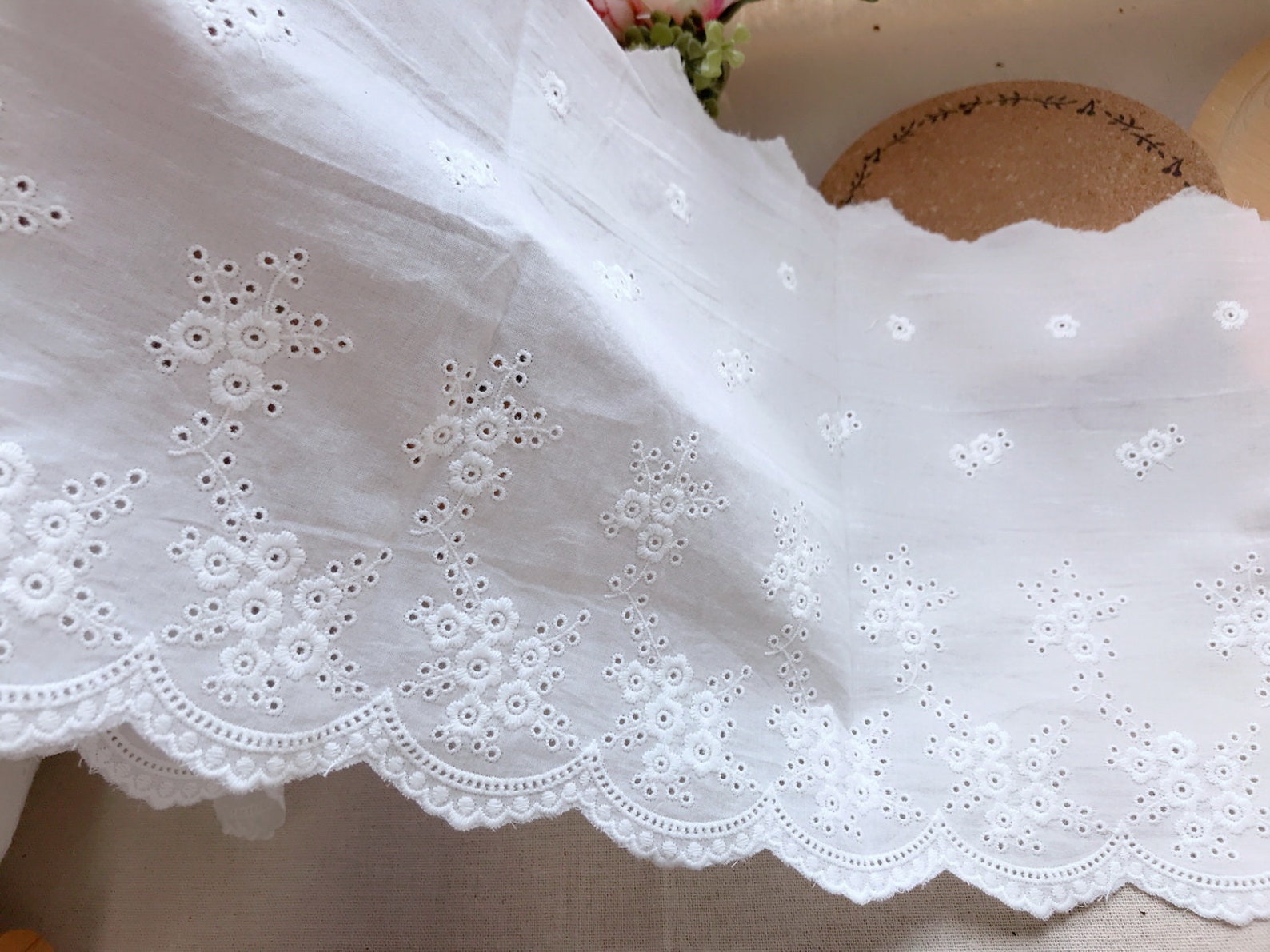 Cotton Eyelet Lace off White Floral Lace for Bridal Boho Dress, Lace ...