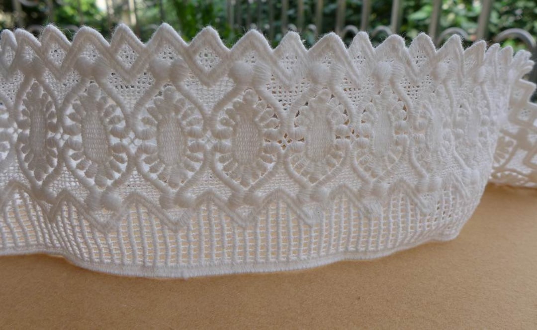 Retro White Cotton Lace Trim 3.34" for Bridal, Quilt, Sewing, Crafting ...