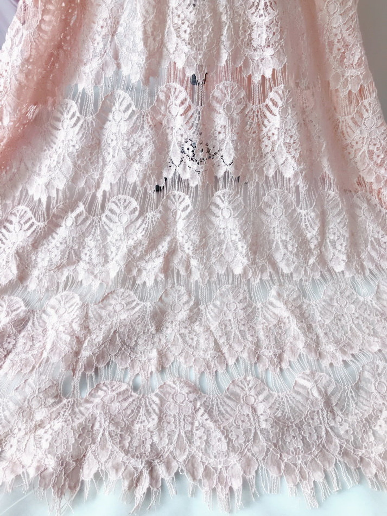 Beautiful scallops lace fabric 59 wide eyelash lace | Etsy