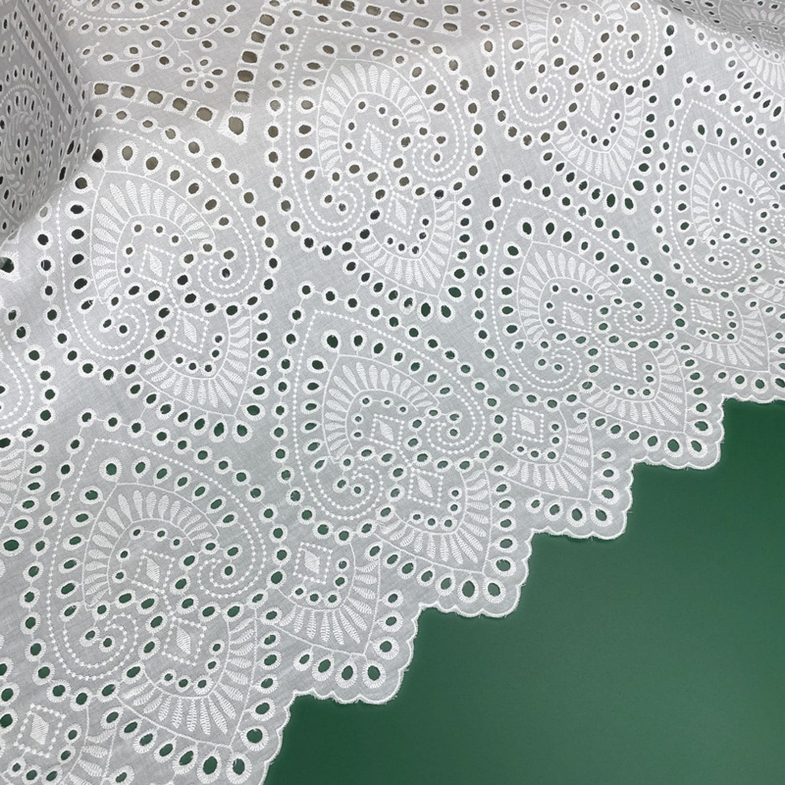 Retro Style Scalloped Cotton Eyelet Fabric in off White / Beige for ...