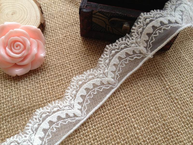 White Thread Lace Embroidered Lace Trim for Bridal Baby - Etsy