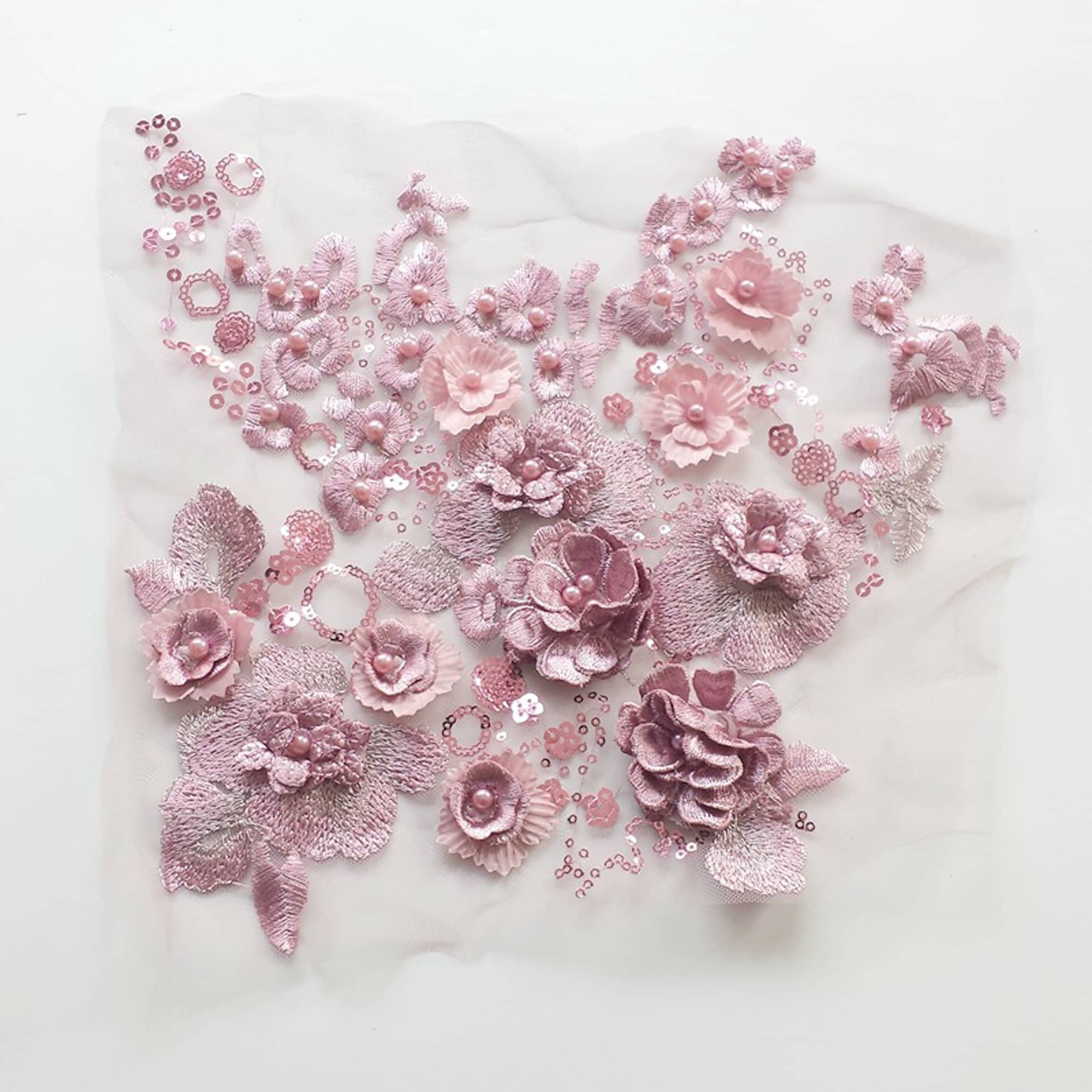 Delicate Beaded Applique 3D Flowers Sequined Appliques for - Etsy