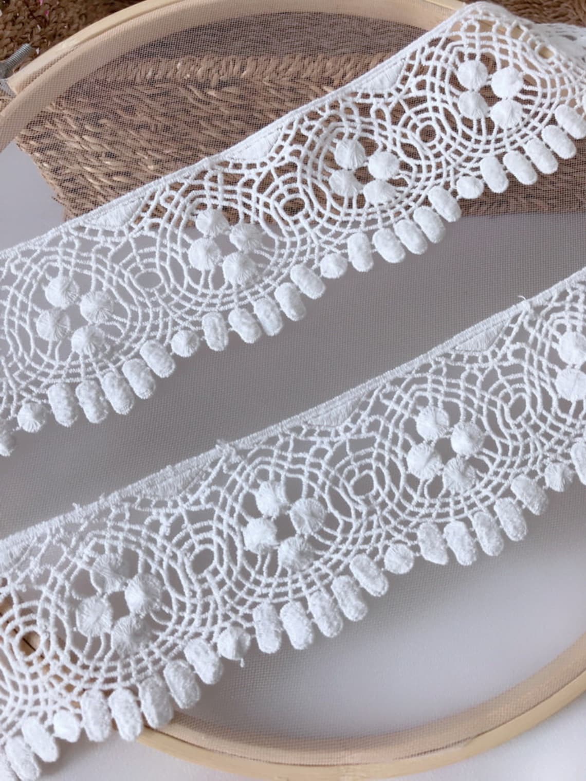 2.3 Wide Cotton Lace Trim off White Scallops Cotton - Etsy