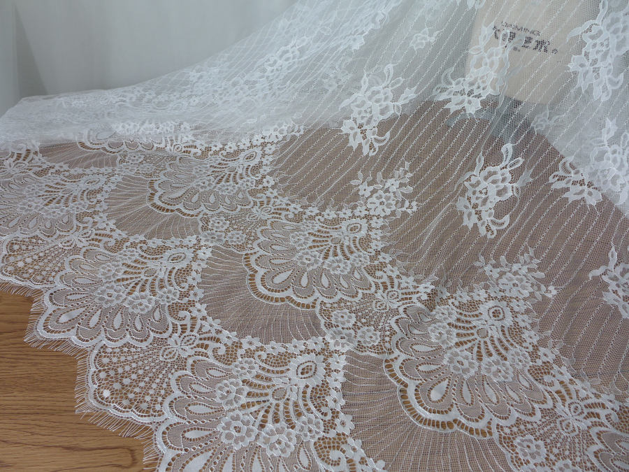 Chantilly Lace Wedding Dress Fabric Soft White Scallops Lace | Etsy